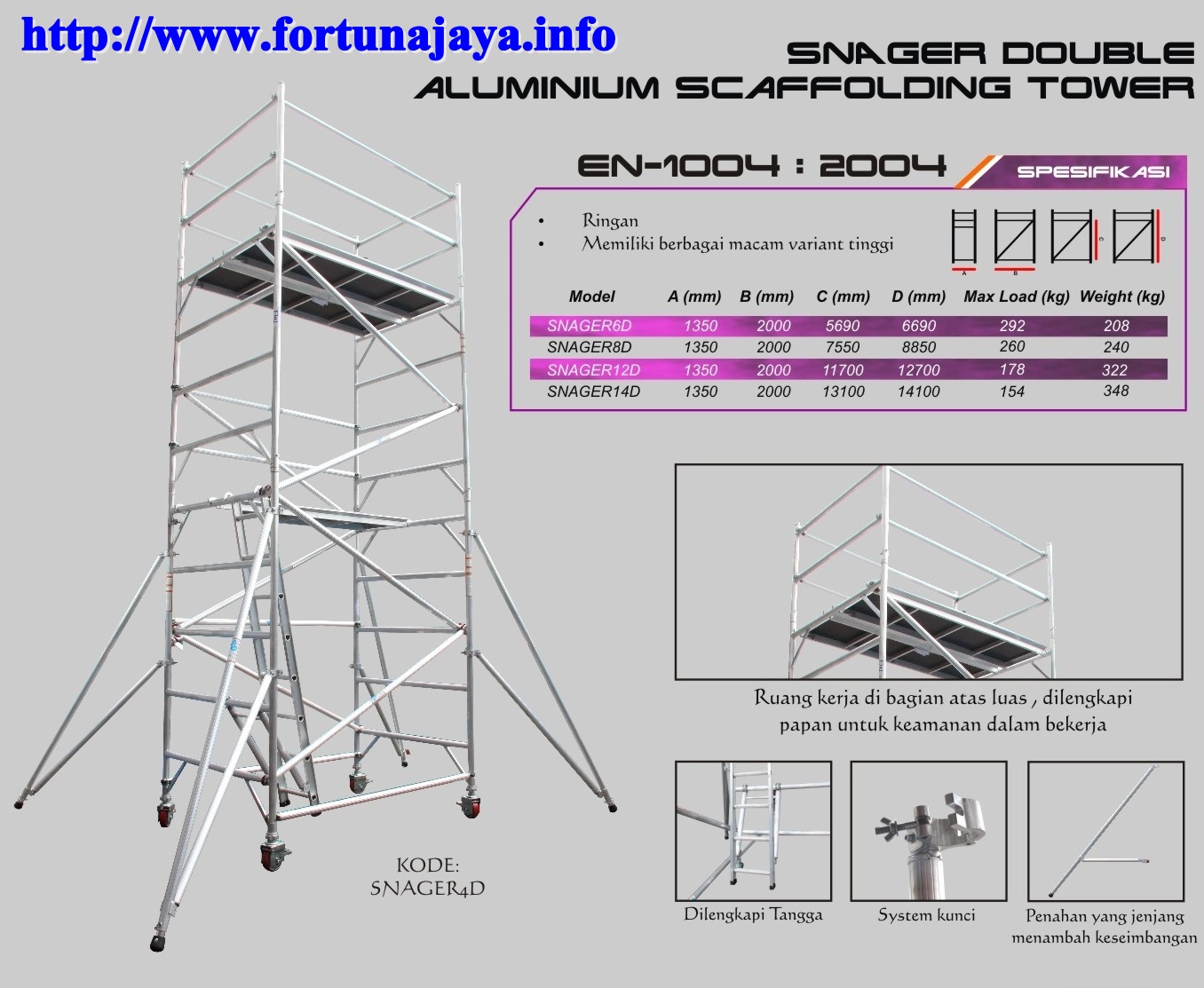 Snager Double aluminium scaffolding tower | FORTUNA JAYA