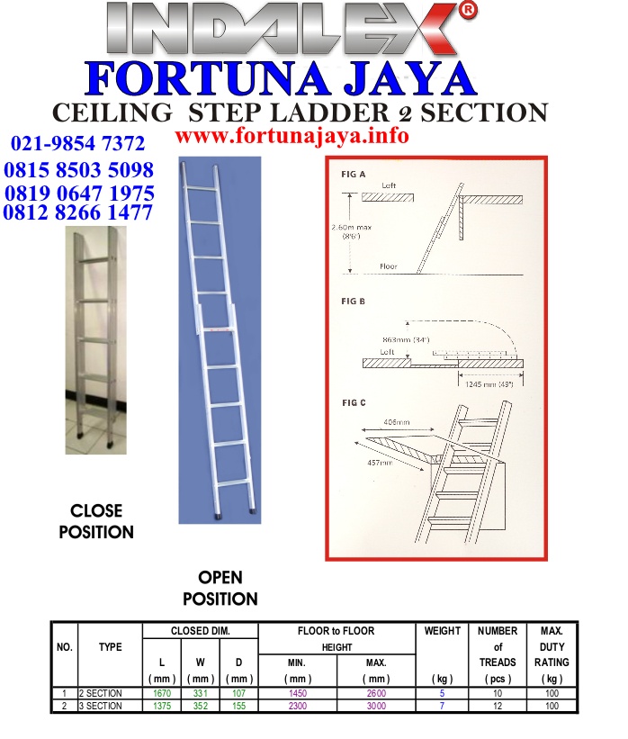 TANGGA ALUMINIUM DAN FIBERGLASS INDALEX | FORTUNA JAYA