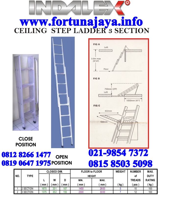 TANGGA ALUMINIUM DAN FIBERGLASS INDALEX | FORTUNA JAYA